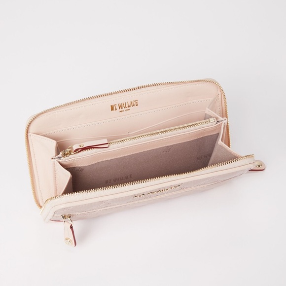 MZ Wallace | Bags | Mz Wallace New Rose Gold Metallic Crosby Wallet ...